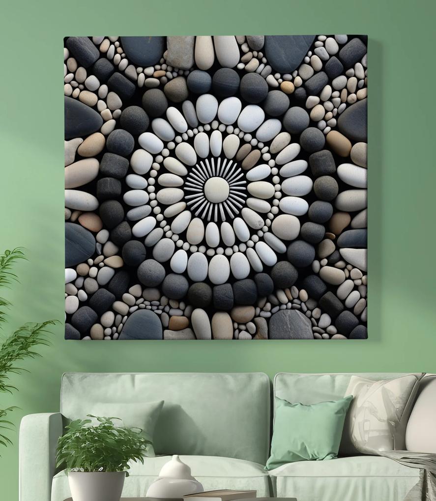 Obraz na plátně - Mandala z kamínků FeelHappy.cz Velikost obrazu: 60 x 60 cm