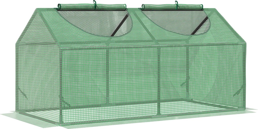 Fóliový skleník Outsunny s oknem, PE skleník pro rajčata a rostliny, chladicí rám 120x60x60 cm, zelený | Aosom.de