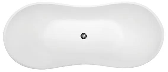Besco Volně stojící vana z litého mramoru Viya 160x70 (170x71) Barva: Bílá, Rozměry (cm): 158x70,5, Typ a barva výpustě: Click-Clack s horním čištěním, bílá