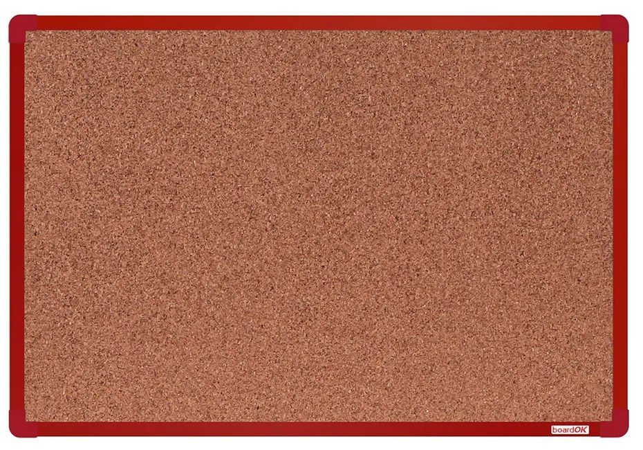 Korková nástěnka boardOK v hliníkovém rámu, 600 x 900 mm, červený rám