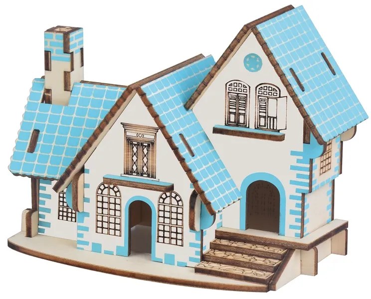 Woodcraft construction kit Woodcraft Dřevěné 3D puzzle Modrý dům