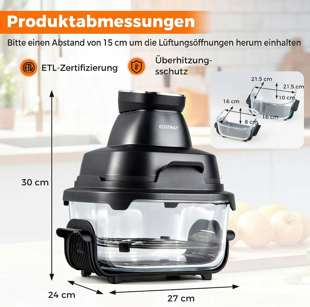 Costway Přenosná vzduchová fritéza 6-in-1 Fritování a pečení vzduchem 4 L a 1,7