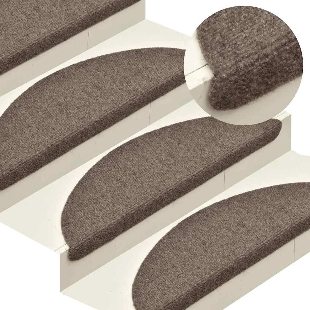 Schodové rohože samolepicí 30 ks 56 x 17 x 3 cm béžové půlkulaté 3365688