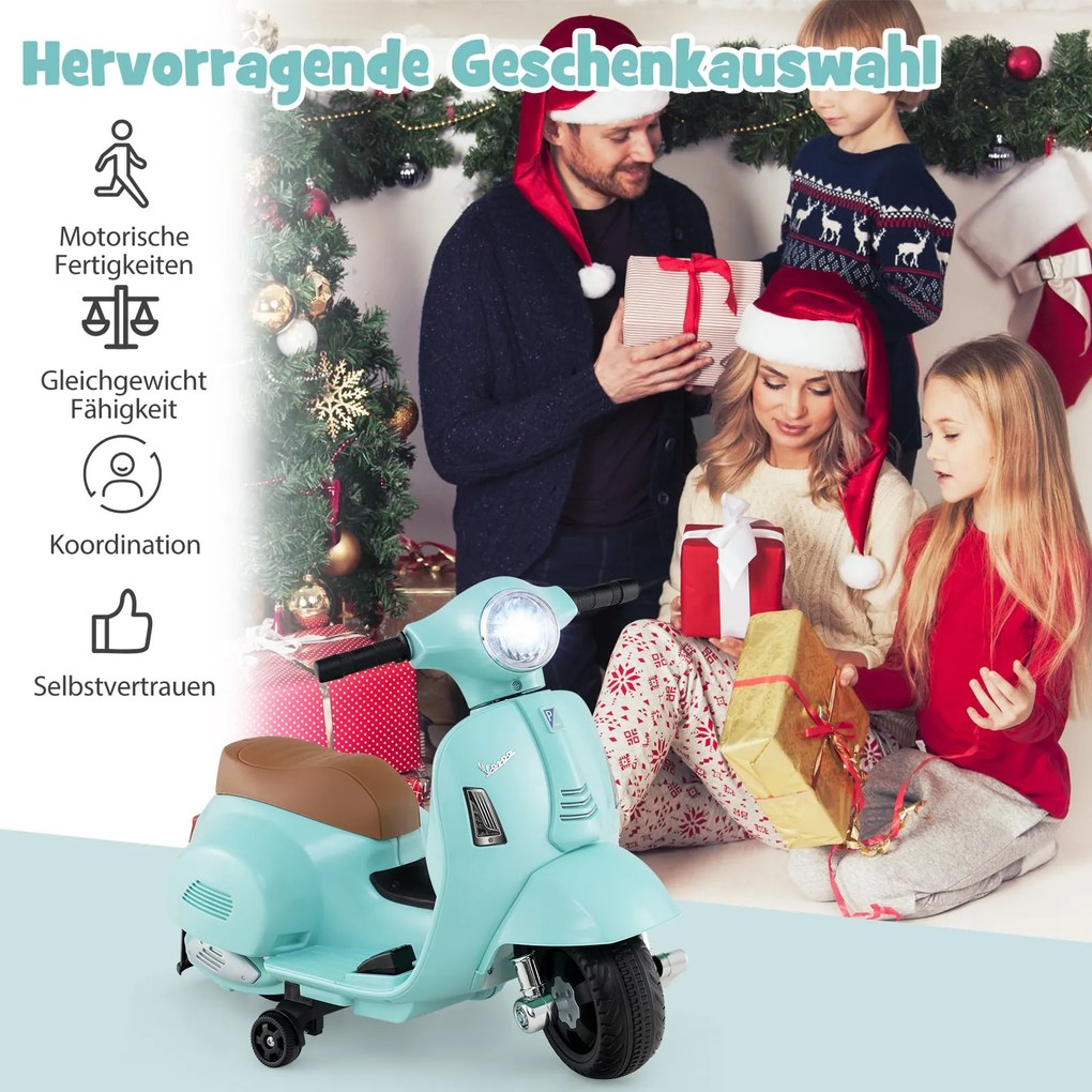 Costway Licencovaná dětská elektrická motorka Vespa 6 V bateriový motocykl