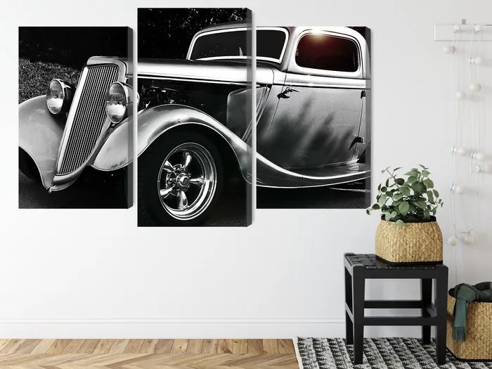 Vícedílný obraz Hot Rod Auto Ve Vintage Stylu Nedostatek Nedostatek Plátno Canvas 60x40