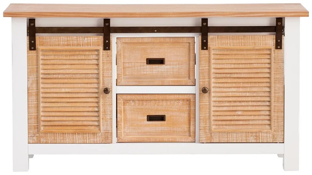 furniture-nabytek.cz - 2dílná koupelnová sada Caprino, masivní borovice/MDF, lakovaná, bílá/hnědá