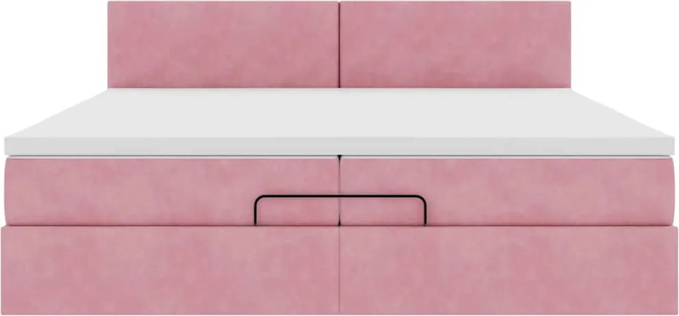 Osmanský rám postele s matrací růžová 200x200 cm samet 3311728