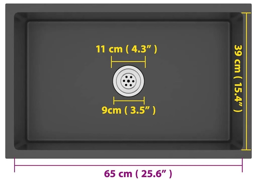 vidaXL Marketos Ručně vyrobený kuchyňský dřez černý nerezová ocel