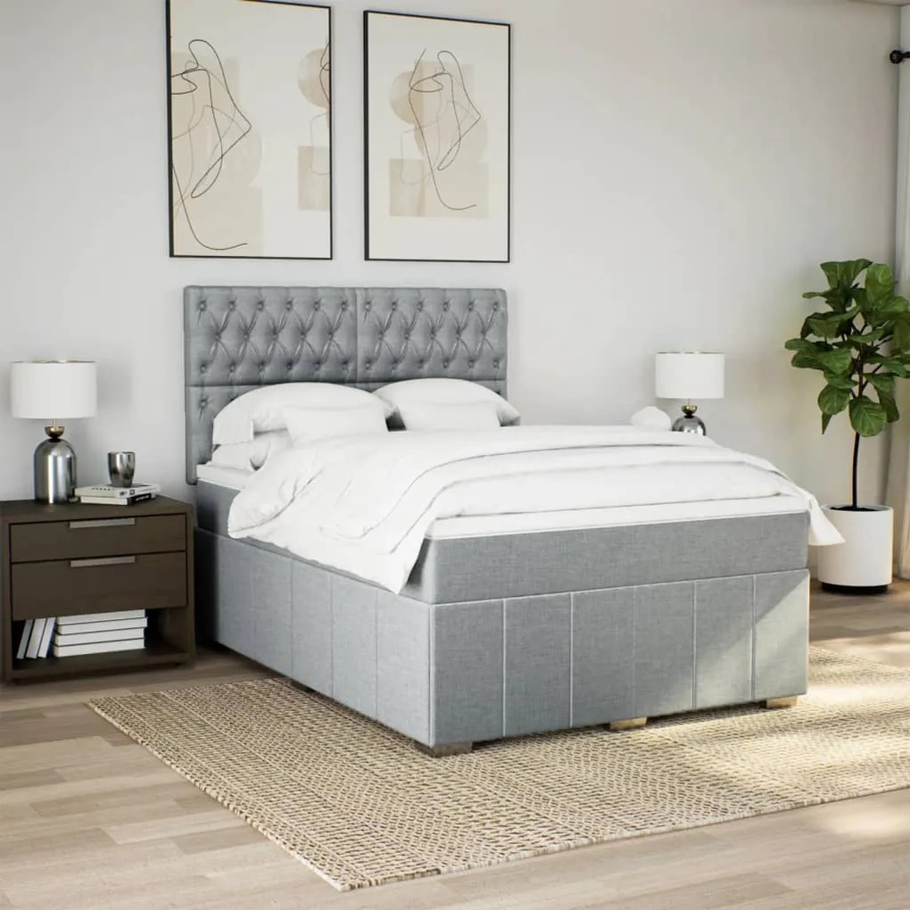 Box spring postel s matrací světle šedá 140 x 190 cm textil 3291670