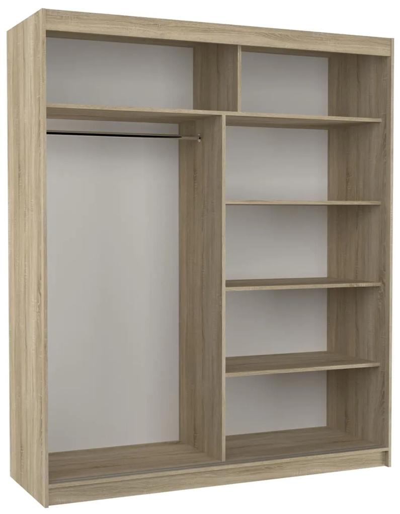 Šatní skříň s posuvnými dveřmi Spectra - 180 cm Barva: Bílá/Černá