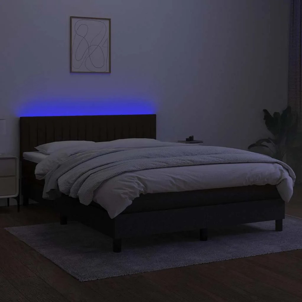 Box spring postel s matrací a LED černá 140x190 cm textil 3133311
