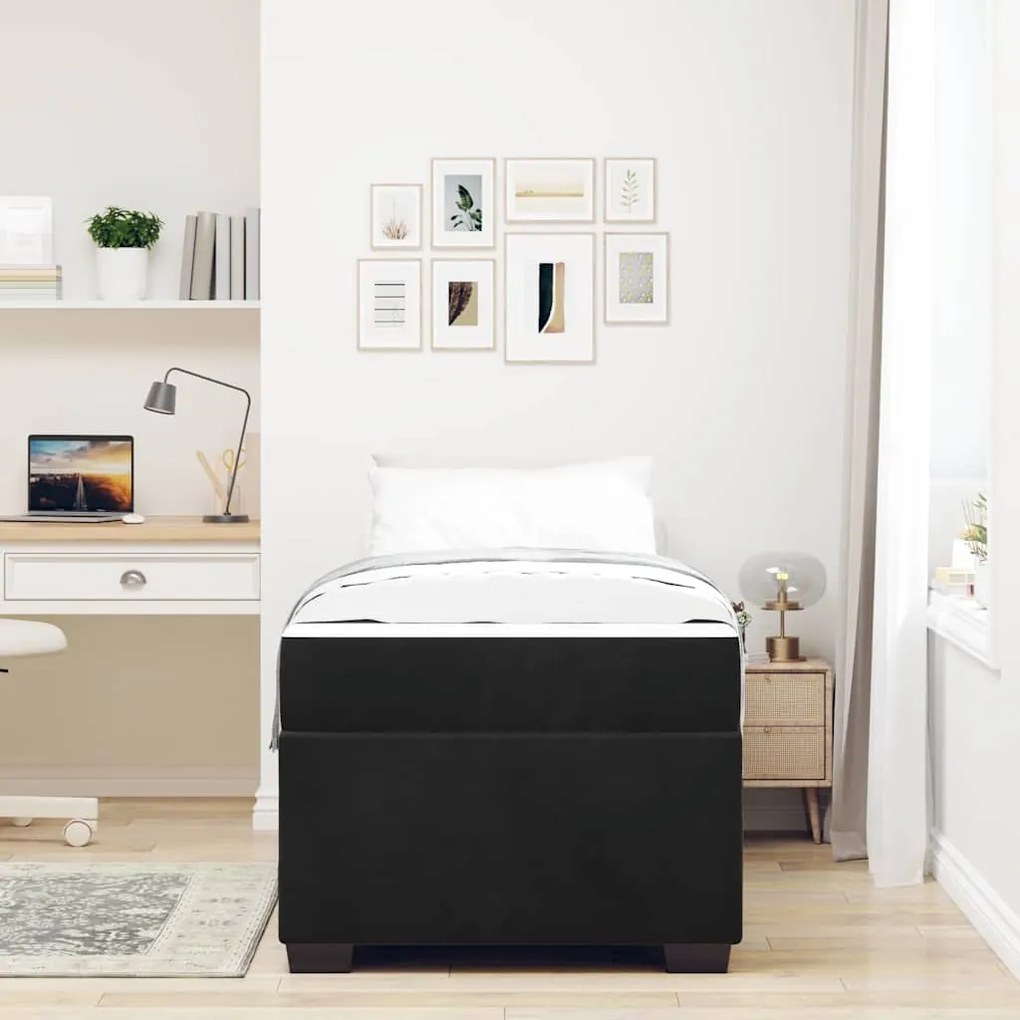 Rám postele s matrací Černá 100 x 200 cm textil 3399274