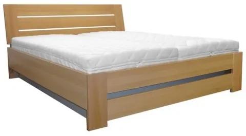 Drewmax Dřevěná postel 140x200 buk LK192 BOX ořech
