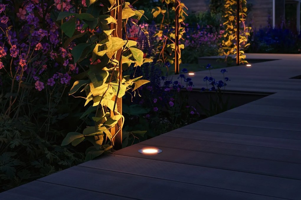 P 94721 AKCE - Plug & Shine LED zemní svítidlo Floor samostatné svítidlo neláká hmyz IP67 2200K 2W stříbrná - PAULMANN