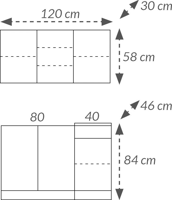 CASARREDO Kuchyně JANKA 120, antracit