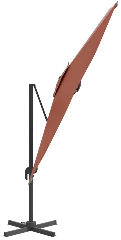 Konzolový slunečník s hliníkovou tyčí terakota 300 x 300 cm,  319925