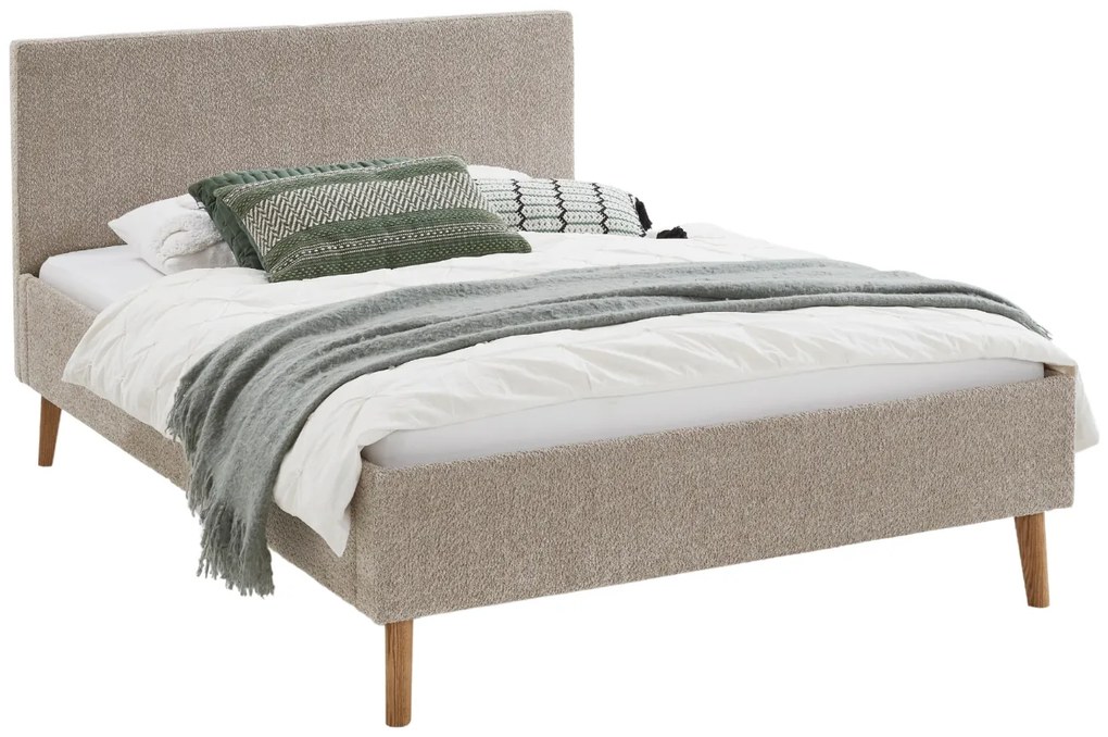OnaDnes -20% Béžová čalouněná dvoulůžková postel Meise Möbel Kreta 180 x 200 cm