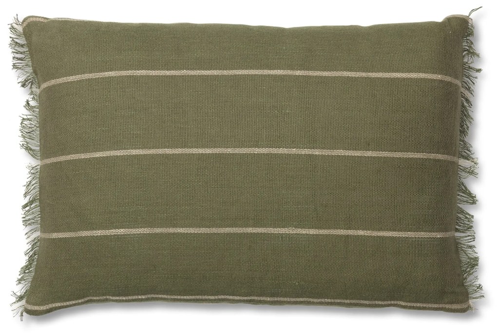 ferm LIVING Bavlněný polštář Calm Olive 60 x 40 cm, zelená barva, textil