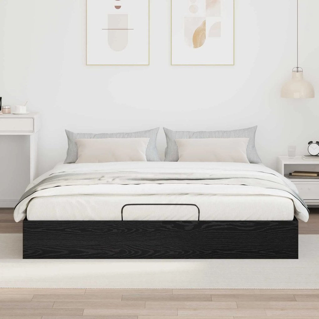 Ottoman postel Černý Dub 203 x 180 x 25 cm Dřevěný materiál 3409206