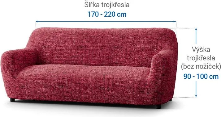 Bielastické potahy VITTORIA bordó trojkřeslo (š. 170 - 220 cm)