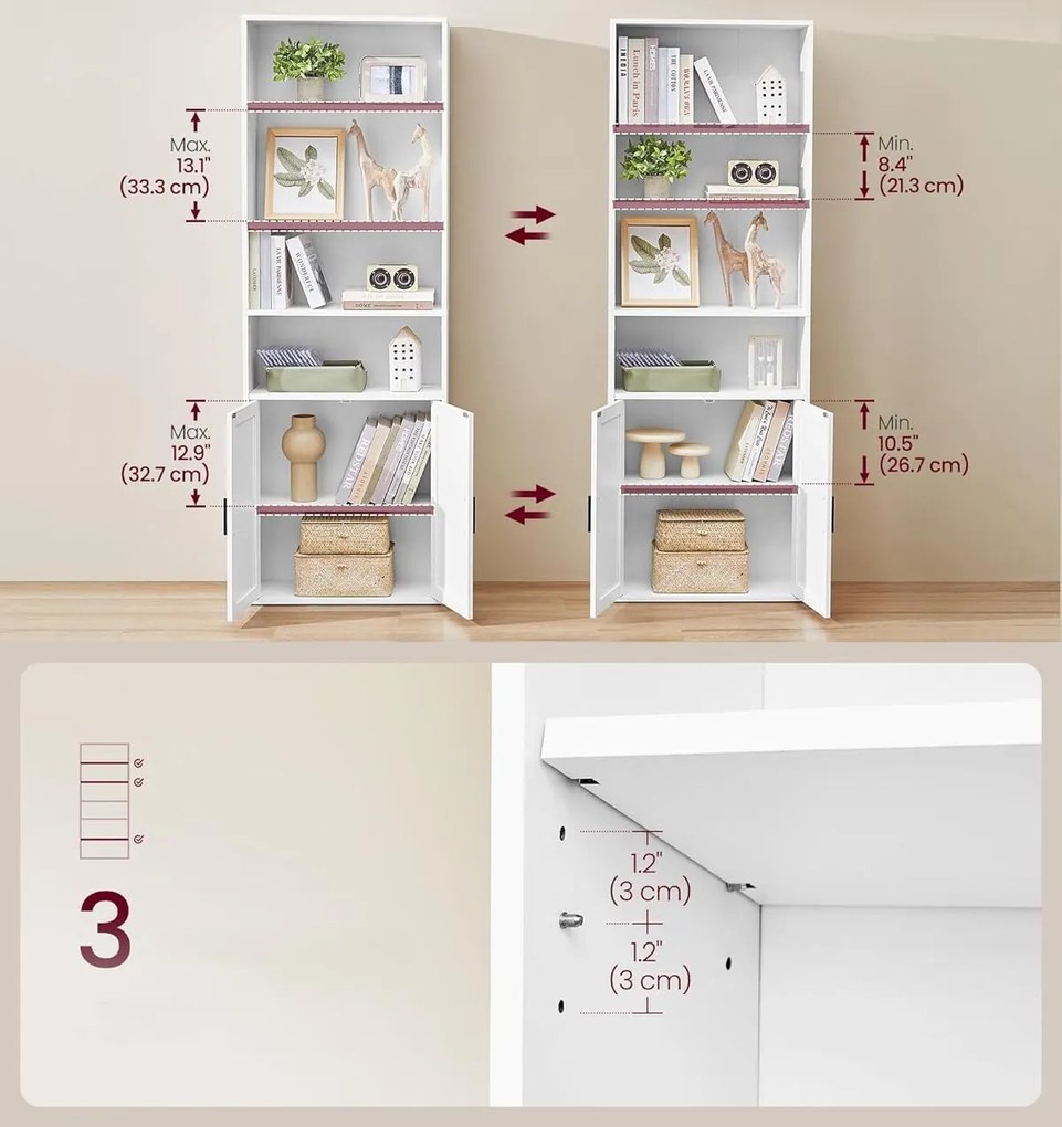 Knihovna Vasagle Furla 60 cm bílá