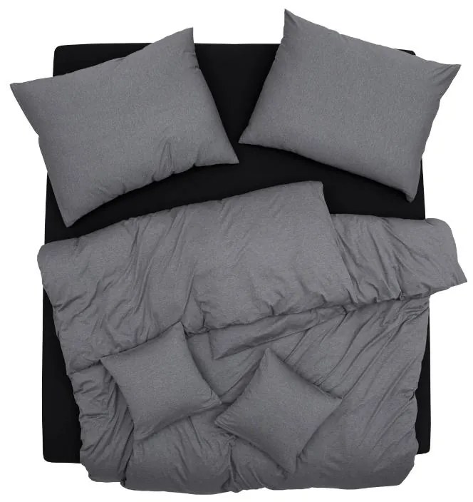 SCANquilt povlečení JERSEY PIQUE melange šedá 140 x 200/70 x 90 cm