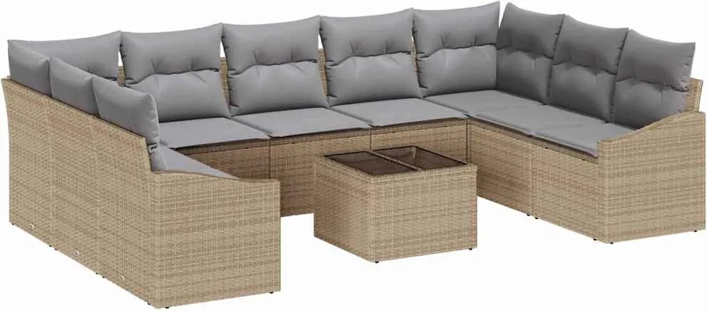 Set pohovek 10 ks Béžová polyratan 3346890