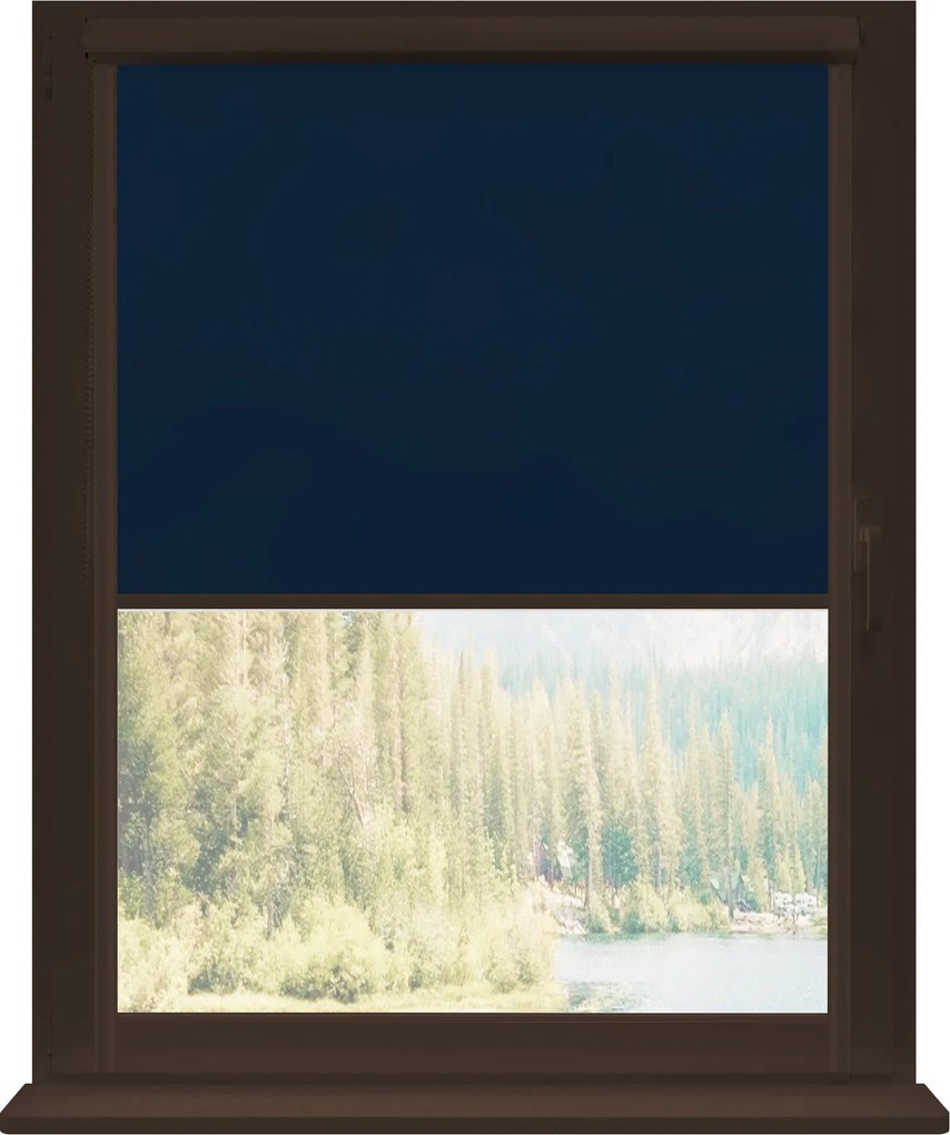 Dekodum Termoizolační roleta v hnědé kazetě, barva látky Navy Silver Šířka (cm): 147, Výška (cm): Balkonová (do 200 cm), Strana mechanismu: Levá