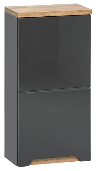 COMAD Horní závěsná skříňka - BALI 830 grey, grafit/lesklý grafit/dub votan