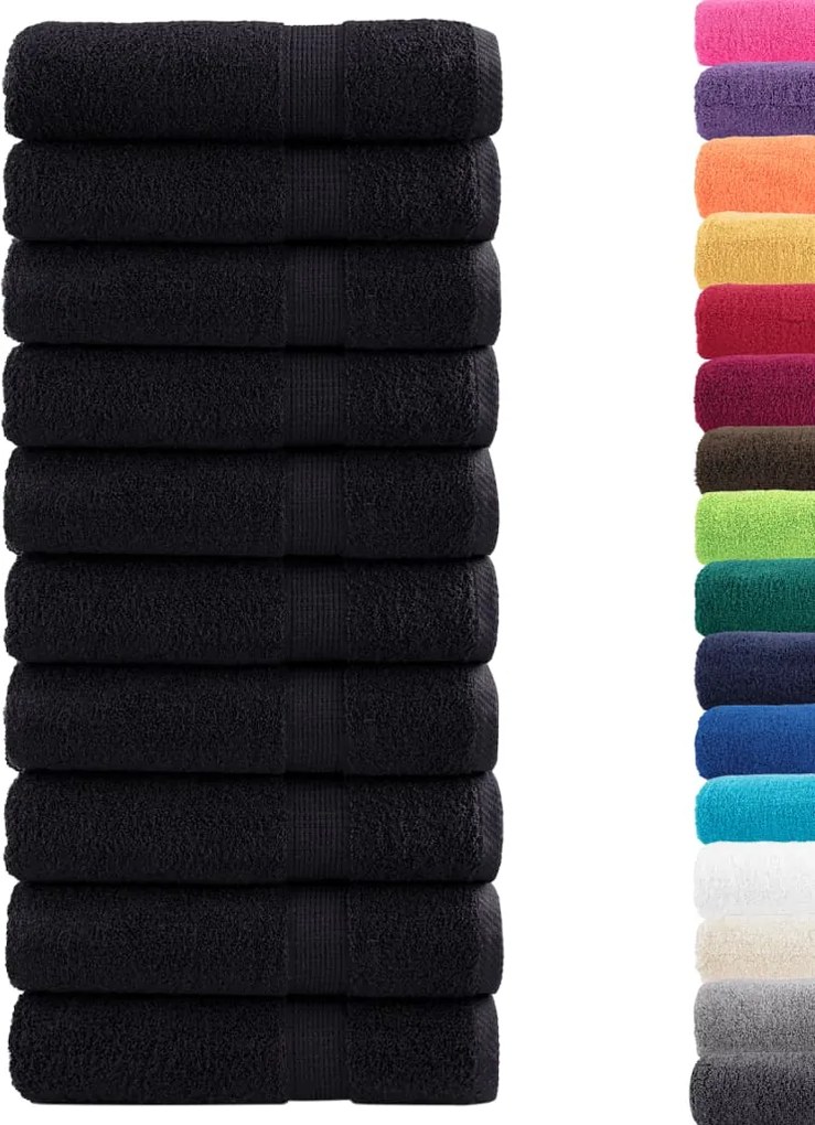 Premium ručníky SOLUND 10 ks černé 70 x 140 cm 600 g/m² 137430
