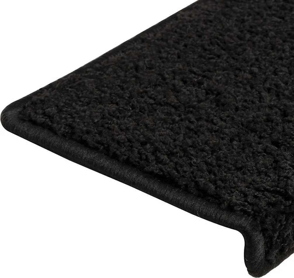 Schodové rohože 15 ks 65 x 21 x 4 cm černé s obdélníkovým okrajem 134576