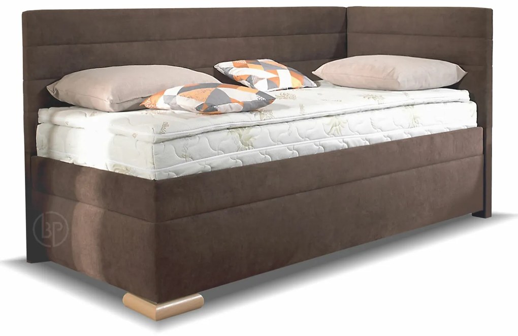 Rohová postel boxspring VENETO 100x200 pravá, s úložným prostorem