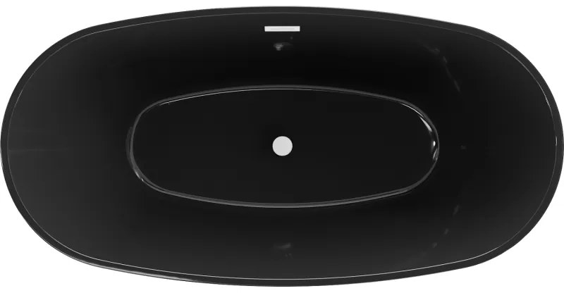 Mexen Eris, volně stojící vana 170 x 80 cm, černá, bílý přepad, 53441708070-20