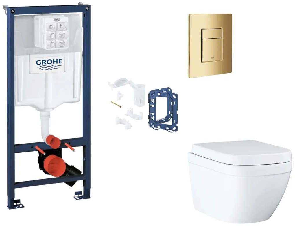 Grohe Rapid SL - Set předstěnové instalace, klozetu, sedátka SoftClose, tlačítka Skate Cosmopolitan a sady pro vhazování tablet, Triple Vortex, Cool Sunrise SANI11BB4157