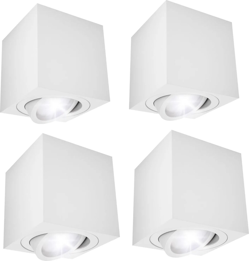 4x Nástěnné svítidlo Tuba Halogenové pohyblivé GU10 Led 80x85 do pokoje, bílé