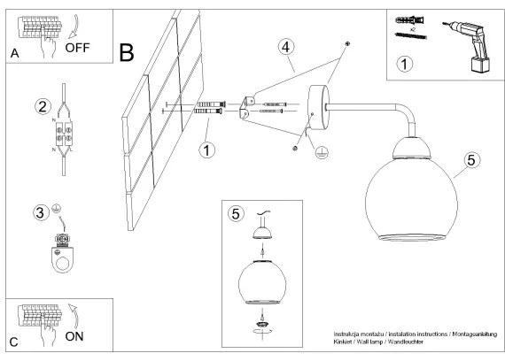 Sollux SL.1139 - Nástěnná lampa ALINO 1xE27/60W/230V černá