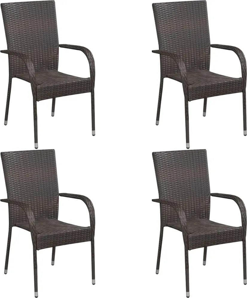 5dílný zahradní jídelní set hnědý polyratan 3156660