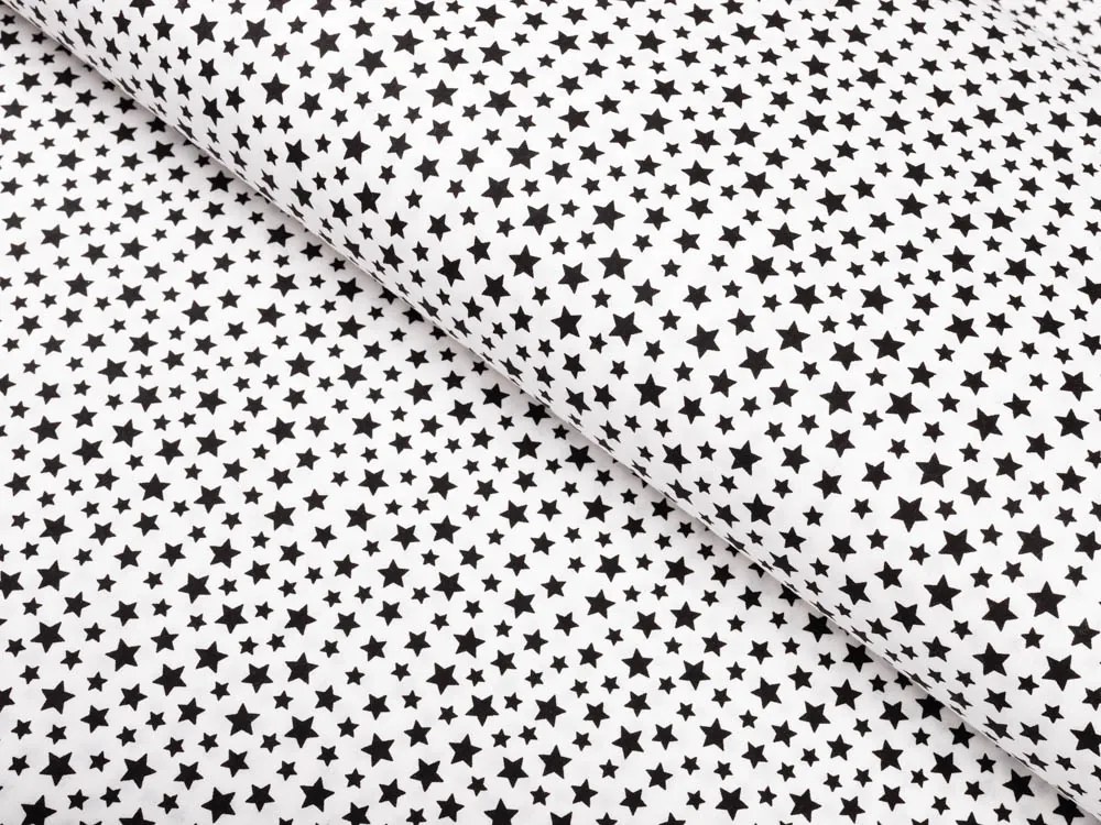 Biante Bavlněný běhoun na stůl Sandra SA-310 Černé hvězdičky na bílém 35x140 cm