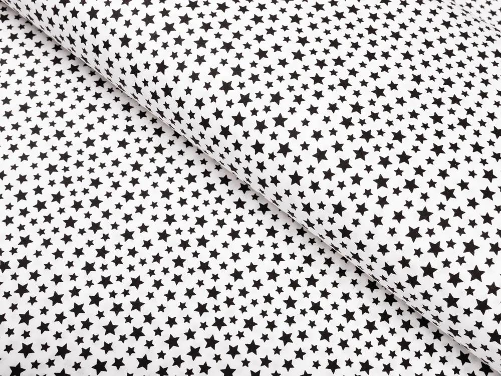 Biante Bavlněný povlak na polštář s lemem Sandra SA-310 Černé hvězdičky na bílém 60 x 60 cm