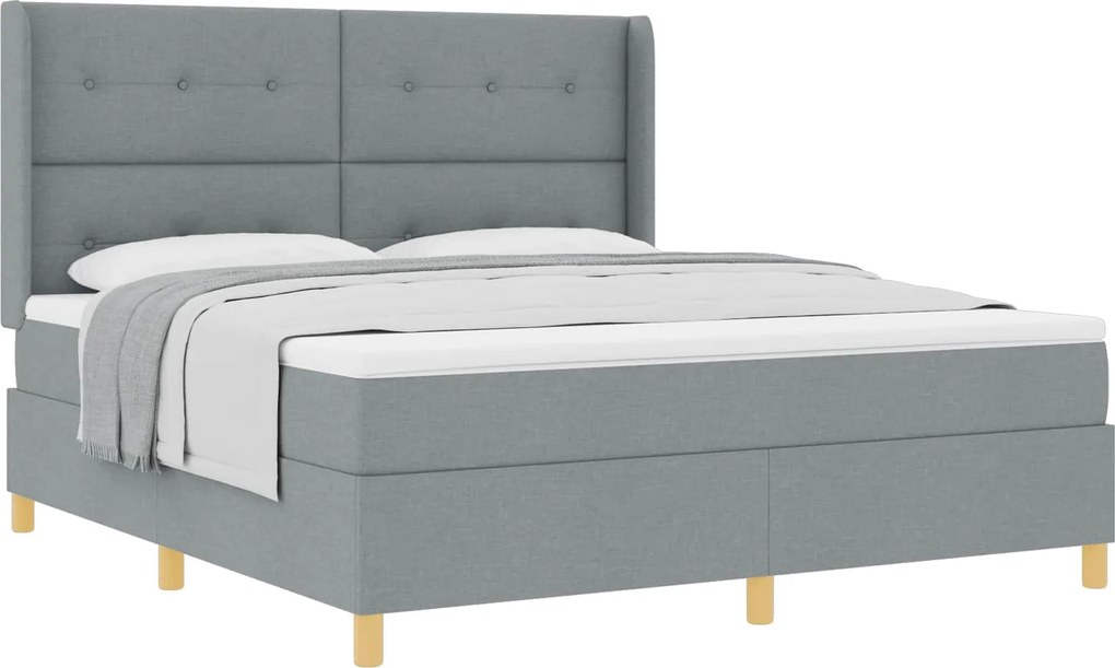 Postel s boxspringem s čelo Světle šedá 180 x 200 cm textil 3341847