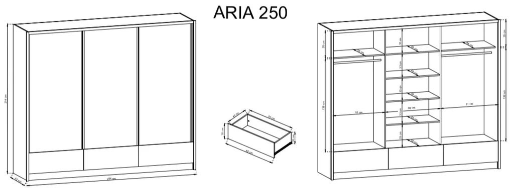 Piaski Šatní skříň ARIA I 250 Barva: černá