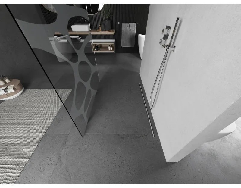 Mexen Kioto, sprchová zástěna Walk-In 120 x 200 cm, 8mm čiré sklo bílý vzor, broušená ocel profil, 800-120-002-97-97