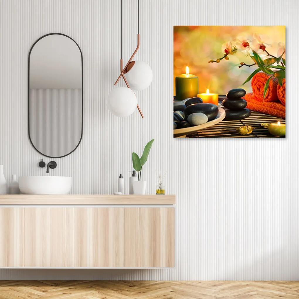 Obraz na plátně, Lázně sestavy zen kamenů - 40x40 cm