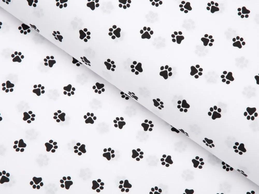 Biante Dětský bavlněný povlak na polštář Sandra SA-018 Černé tlapky na bílém 40 x 60 cm