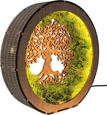 Dřevěná LED lampa Strom života s mechem - noční lampa I SENTOP LED0633