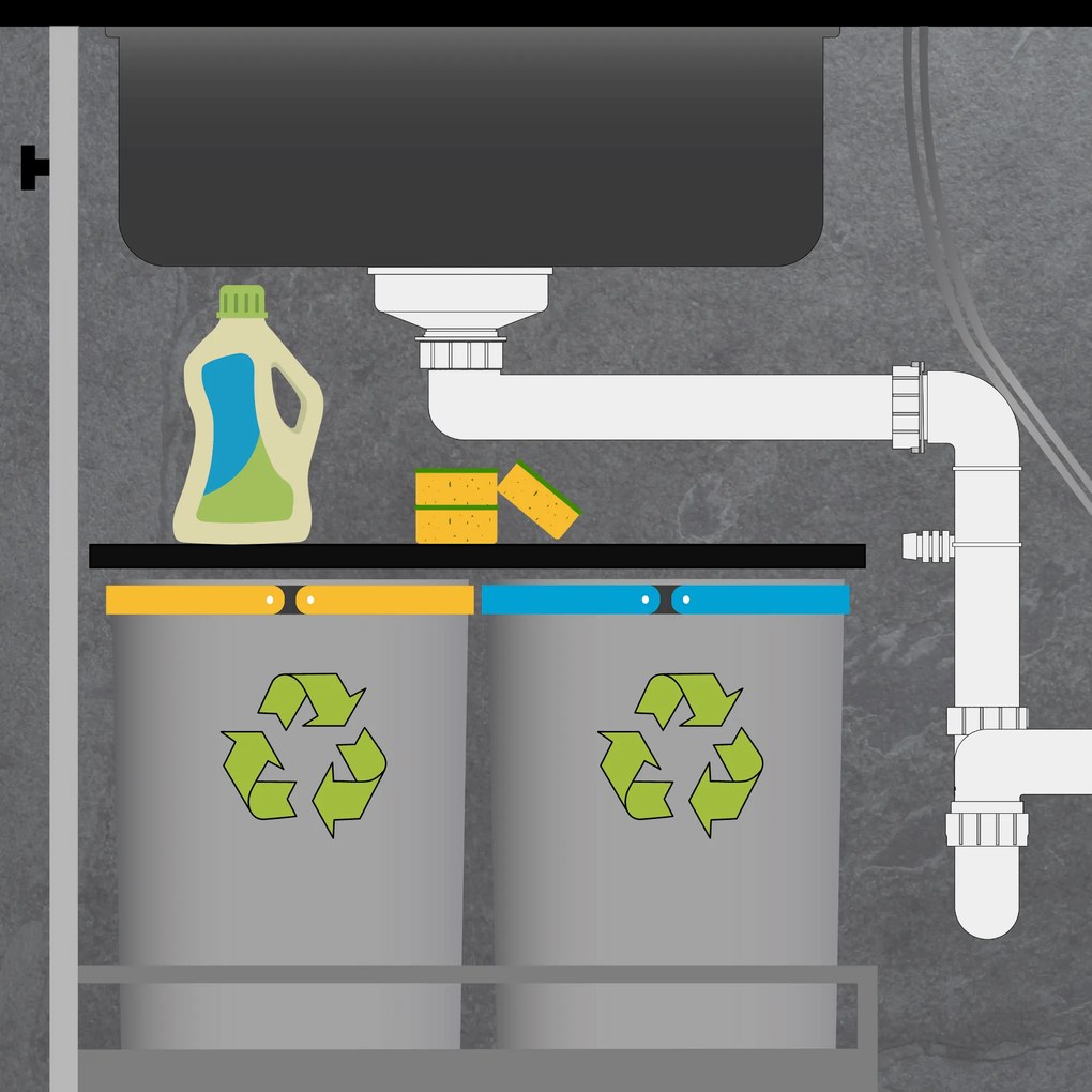 Sink Quality Argon 50, kuchyňský granitový dřez 420x420x225 mm + chromový sifon, bílá, SKQ-ARG.W.1KBO.50.X