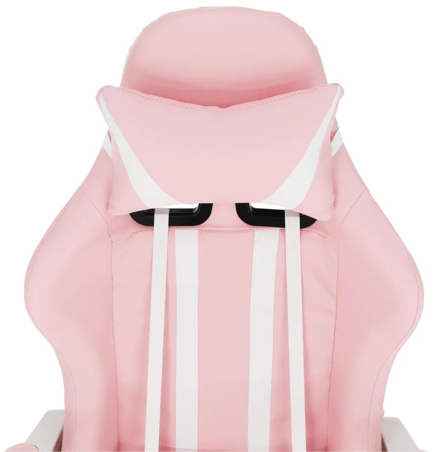 Herní židle PINKY – ekokůže, plast, bílá / růžová / černá