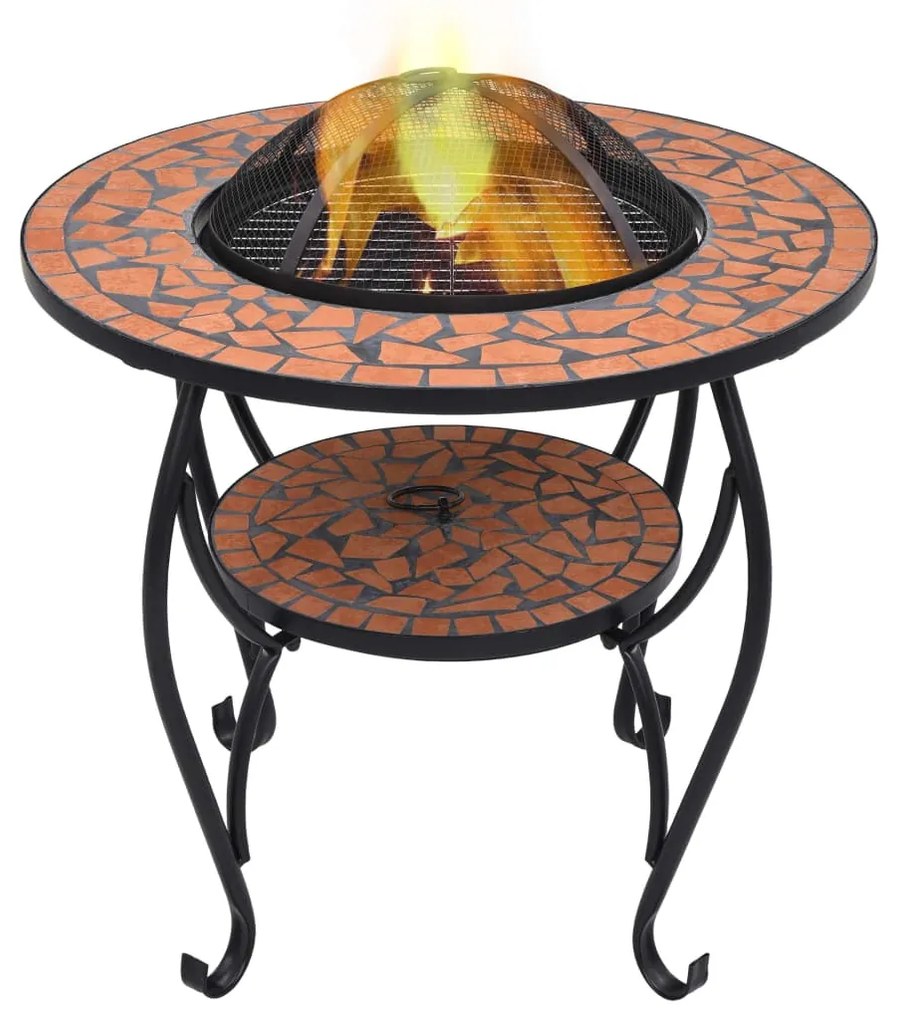 46723 vidaXL Mozaikový stolek s ohništěm terakotový 68 cm keramika
