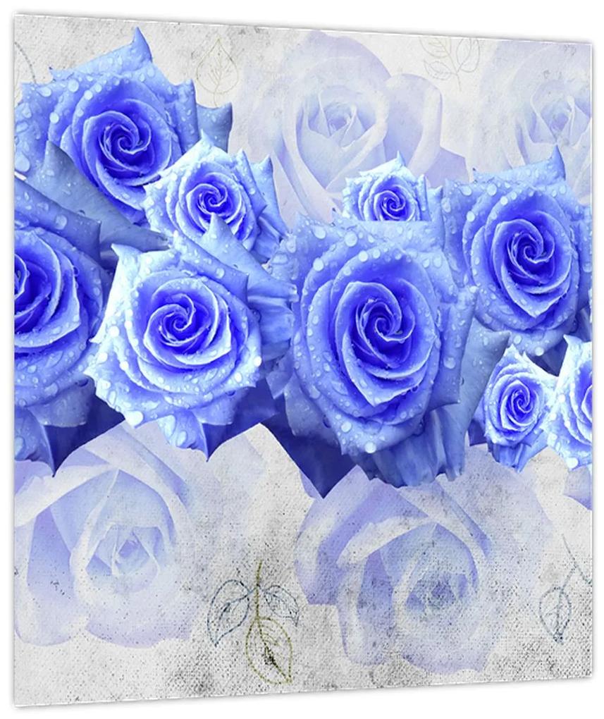 Obraz - Modré růže (30x30 cm)