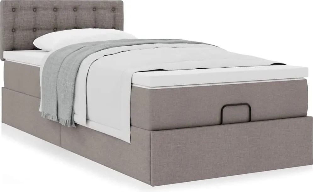 Osmanský rám postele s matrací taupe 80x200cm textil 3311584